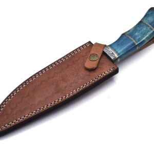 UK UNIQUE SHARP KNIVES Handmade Damascus Steel BK-3005 Hunting Knife -Coloured Bone Brass Spicer Handle With Damascus Gurd/pommel