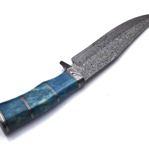 UK UNIQUE SHARP KNIVES Handmade Damascus Steel BK-3005 Hunting Knife -Coloured Bone Brass Spicer Handle With Damascus Gurd/pommel