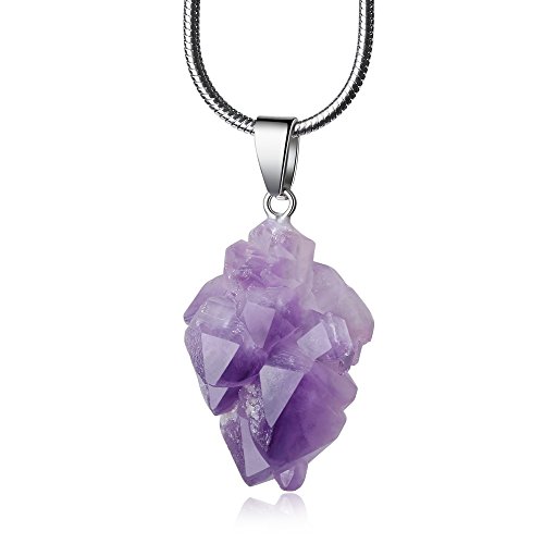 COAI Raw Amethyst Crystal Pendant Necklace