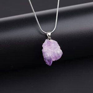 COAI Raw Amethyst Crystal Pendant Necklace