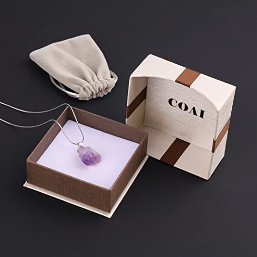 COAI Raw Amethyst Crystal Pendant Necklace