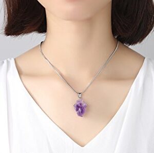 COAI Raw Amethyst Crystal Pendant Necklace