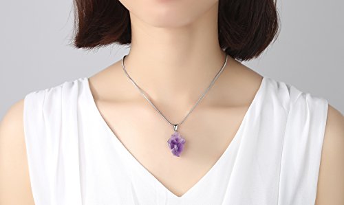 COAI Raw Amethyst Crystal Pendant Necklace