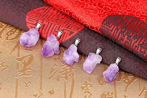 COAI Raw Amethyst Crystal Pendant Necklace