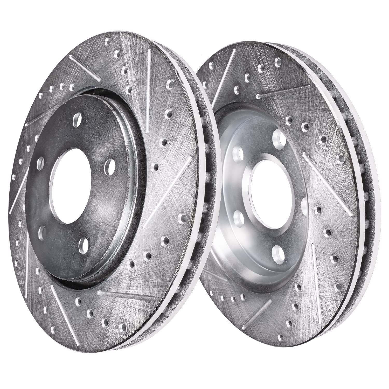 Detroit Axle - Front Brakes Kit for 06-12 Ford Fusion Lincoln MKZ Zephyr Mercury Milan Drilled & Slotted Disc Brake Rotors Replacement 2006 2007 2008 2009 2010 2011 2012 Ceramic Brakes Pads