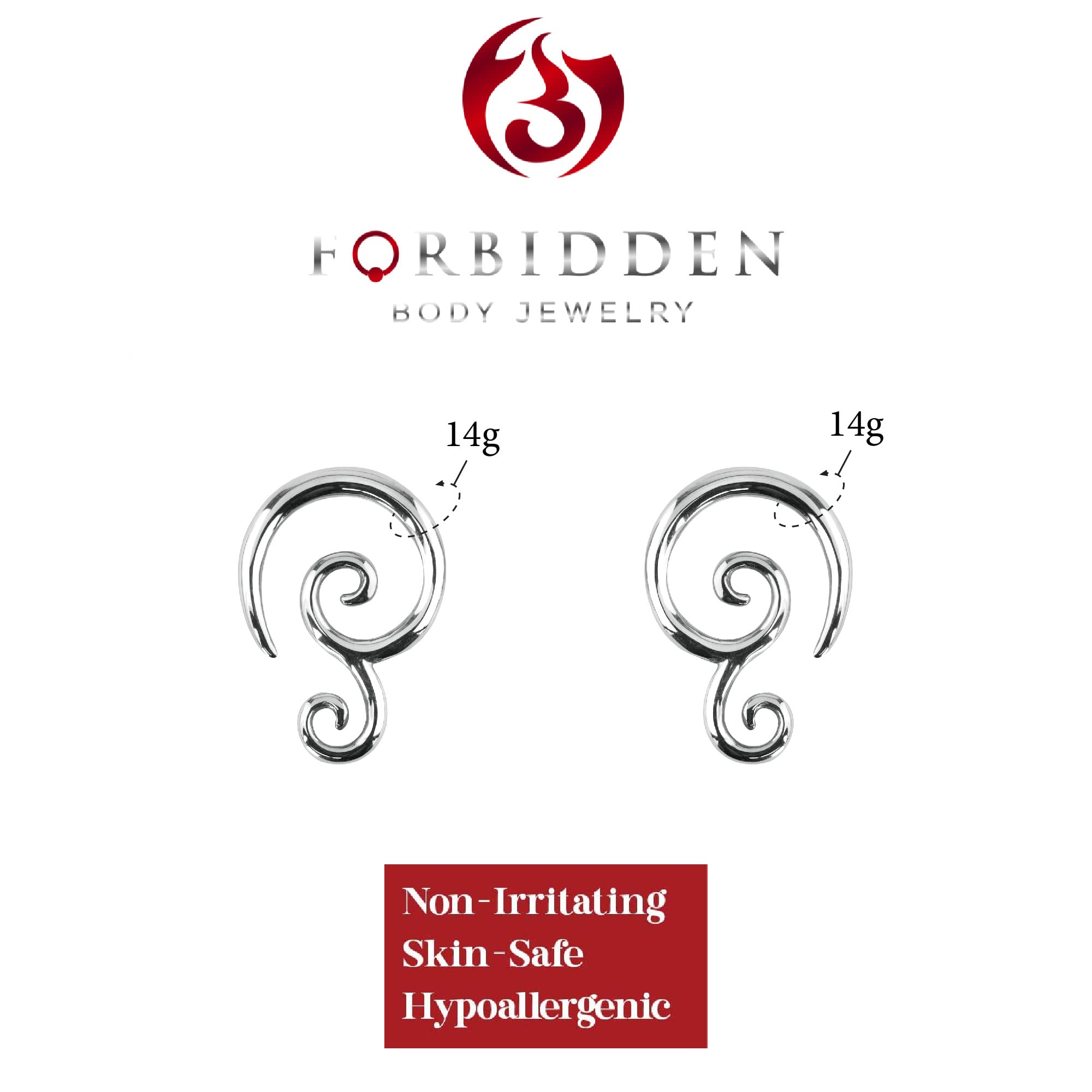 Forbidden Body Jewelry Pair of 14g (1.6mm) Surgical Steel Solid Tribal Design Taper Earrings