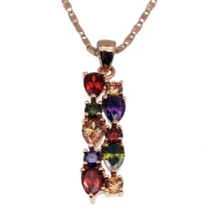 vanessa rose gold multi gemstone jewelry sets for women,sparkling garnet amethyst morganite peridot topaz (pendant)