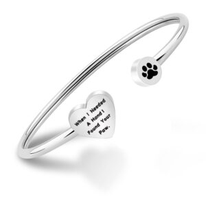 pliti dog lovers paw print bangle bracelet when i needed a hand i found your paw bracelet for dog mom (dog paw)