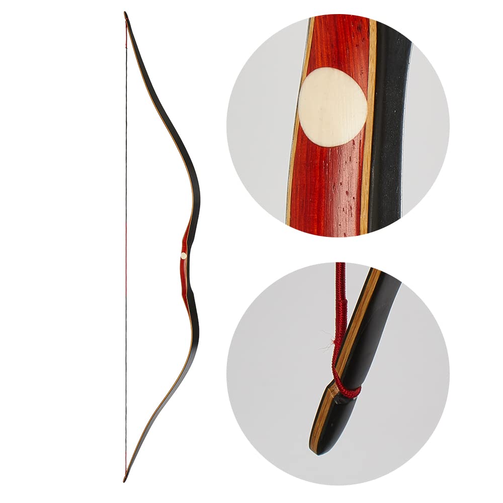 TOPARCHERY Archery 60'' Longbow Outdoor Hunting Recurve Bow and Arrow One Piece Traditional Wood Hunting Bow RIGHT/LEFT HANDED 30 35 40 45 50LBS with String Silencer