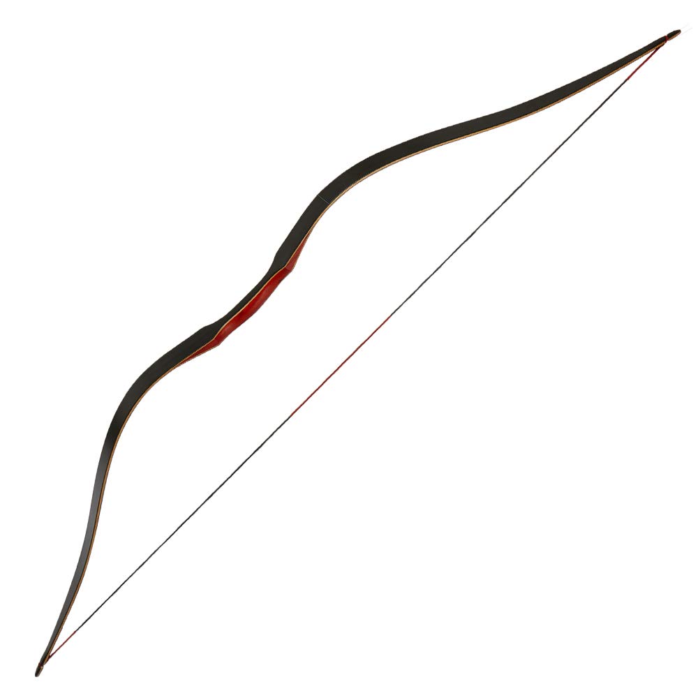 TOPARCHERY Archery 60'' Longbow Outdoor Hunting Recurve Bow and Arrow One Piece Traditional Wood Hunting Bow RIGHT/LEFT HANDED 30 35 40 45 50LBS with String Silencer