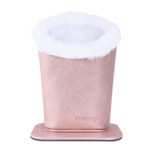 mosiso eyeglasses holder, plush lined pu leather stand case with magnetic base, rose gold