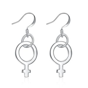 feminist silver earrings for women fashion female symbol creative dangle hypoallergenic earrings for girls