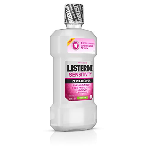 Listerine, Zero Alcohol Mouthwash 24hour Relief for Painful Tooth Sensitivity, fresh mint, 16.9 Fl Oz