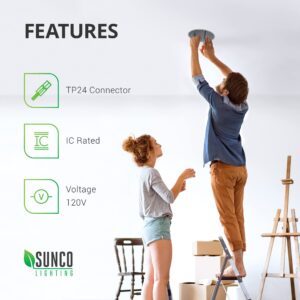 Sunco Lighting - 12 Pack 6 Inch Recessed Lighting Housing Can Light New Construction Air Tight Ceiling Can 120-277V Hard Wired, TP24 Connector, Easy Install, IC Rated, UL Title 24 Compliant