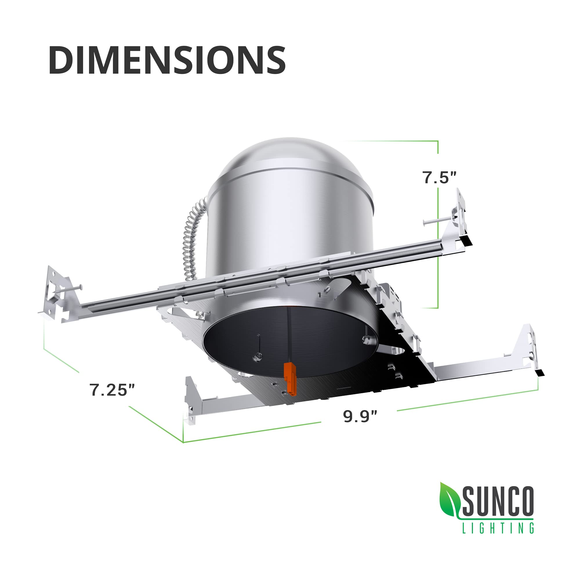 Sunco Lighting - 12 Pack 6 Inch Recessed Lighting Housing Can Light New Construction Air Tight Ceiling Can 120-277V Hard Wired, TP24 Connector, Easy Install, IC Rated, UL Title 24 Compliant