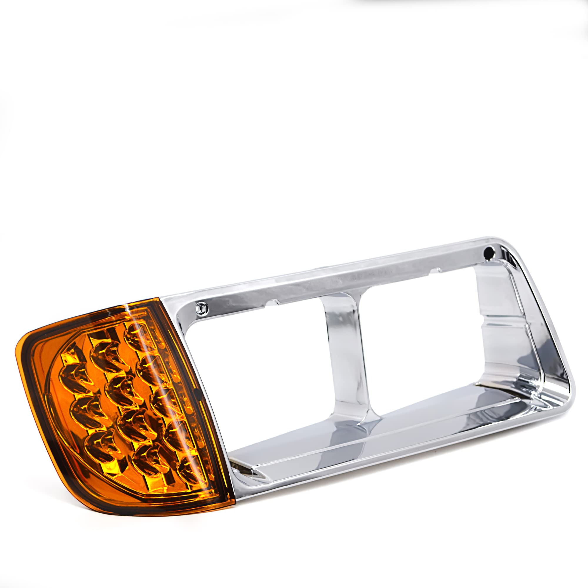 Torque Headlight Bezel PAIR Replacement for 1989-2002 Freightliner FLD semi Trucks with Amber LED Turn Signal Light Assembly DOT SAE Approved Driver Left Passenger Right Side Set 3 Wires (TR039)