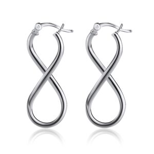 pori jewelers sterling silver infinity hoop earrings (silver)