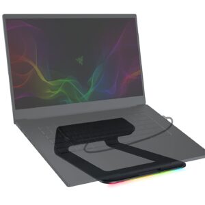 Razer Laptop Stand Chroma: 3-Port USB 3.0 Hub - Ergonomic Design - Anodized Aluminum Construction - Customizable Chroma RGB Lighting - Matte Black