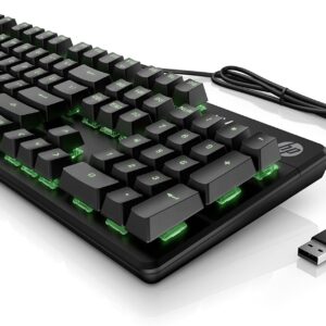 HP Pavilion Mechanical Gaming Keyboard 500 with Wired USB, Red Switches, RGB LED Backlighting, 10-Key Rollover Anti-Ghosting, Media Control Keys and 2-Way Adjustable Legs (3VN40AA#ABL)