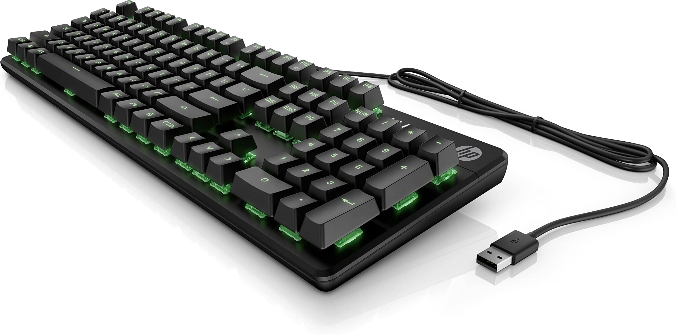 HP Pavilion Mechanical Gaming Keyboard 500 with Wired USB, Red Switches, RGB LED Backlighting, 10-Key Rollover Anti-Ghosting, Media Control Keys and 2-Way Adjustable Legs (3VN40AA#ABL)