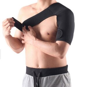 ktdzone breathable neoprene shoulder brace support with pressure pad for injury sports - adjustable wrap strap band right side