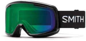 smith optics riot women's snow winter goggle - black, chromapop everyday green mirror