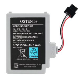 ostent 3.7v 1500mah li-ion polymer lithium ion rechargeable battery pack replacement for nintendo wii u gamepad