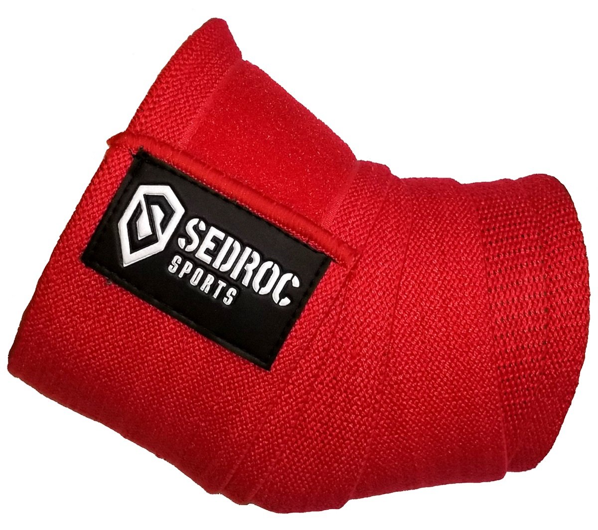 Sedroc Sports Weight Lifting Elbow Wraps Powerlifting Support Sleeves Straps - Pair (Solid Red)