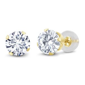 14k yellow gold forever brilliant moissanite from charles & colvard stud earrings for women | 1.00 cttw | round 5mm | gold earrings for women