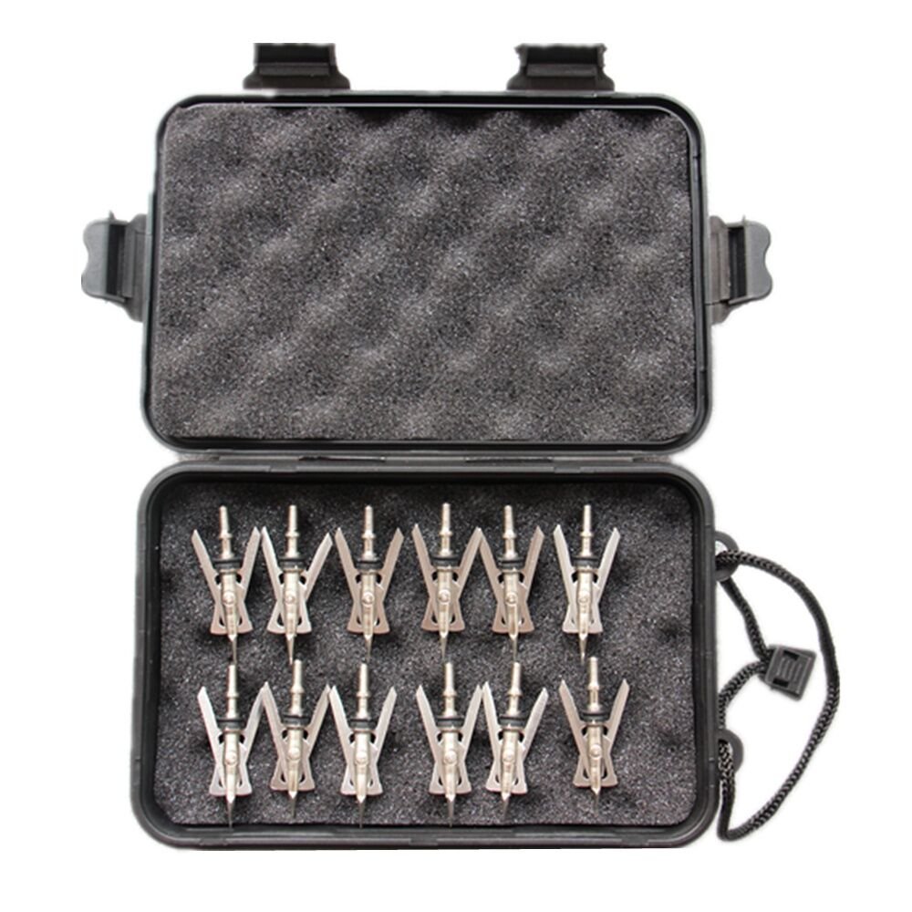 e5e10 Black Broadhead Box (Hold 12pcs Broadheads) Plastic Protector Broadhead Case Portable Convenient Hunting Archery Accessories