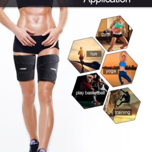 LODAY Neoprene Thigh Brace Support Hamstring Compression Sleeve Adjustable Upper Leg Wraps for Women and Men(a pair)