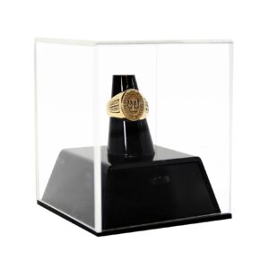 Better Display Cases Clear Acrylic Championship School Ring Display Case with Drawer and Black Acrylic Ring Holder (A064-A)