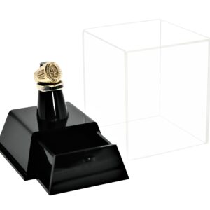 Better Display Cases Clear Acrylic Championship School Ring Display Case with Drawer and Black Acrylic Ring Holder (A064-A)