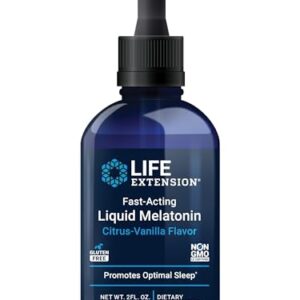 Life Extension Fast-Acting Liquid Melatonin – Sleep & Cellular Health Support Supplement – Gluten-Free – Non-GMO – Citrus-Vanilla Flavor – Net Wt. 2 fl.oz. (59 Servings)