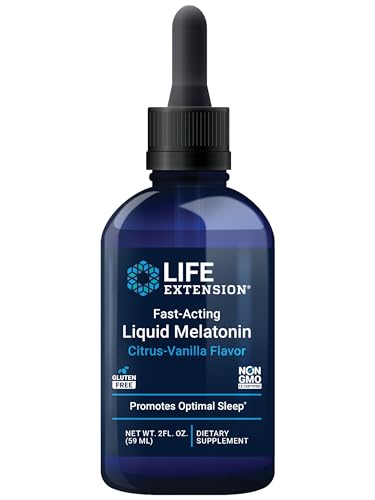 Life Extension Fast-Acting Liquid Melatonin – Sleep & Cellular Health Support Supplement – Gluten-Free – Non-GMO – Citrus-Vanilla Flavor – Net Wt. 2 fl.oz. (59 Servings)