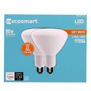 ecosmart 90-watt equivalent br40 dimmable led light bulb, soft white (2-pack