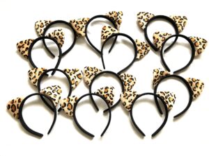 headband shiny hair hoops cute fluffy hair accessories for women girls daily wearing & party favor decoration (12 cheetah ear)