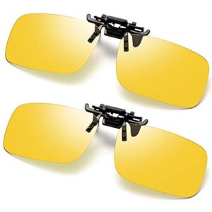 frazala polarized clip on night vision glasses for driving over prescription glasses uv400 protection lenses (night vision x 2)