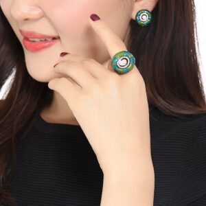 Mytyts Enamel Statement Rings for Women Fashion Crystal Cocktail Anniversary Rings (multicolor, 6)