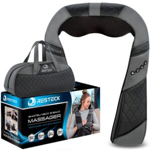 resteck massagers for neck and back with heat - deep tissue 3d kneading pillow, electric shiatsu shoulder massage, foot, legs,body - relieve muscle pain - office, home & car