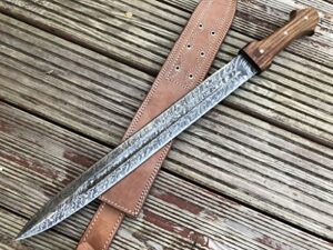 perkin - fst1 - damascus steel knife - 24 inches fixed blade hunting knife sword