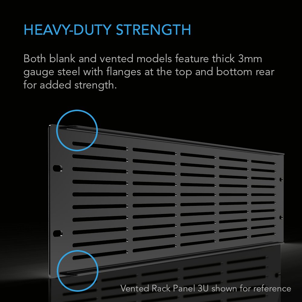 AC Infinity Rack Panel Accessory Vented 3U Space for 19" Rackmount, Heavy-Duty 3mm Gauge Steel, Black