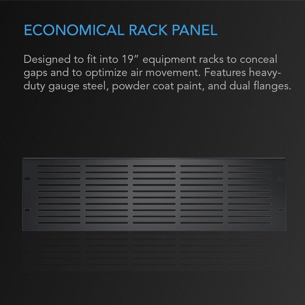 AC Infinity Rack Panel Accessory Vented 3U Space for 19" Rackmount, Heavy-Duty 3mm Gauge Steel, Black