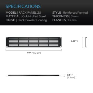 AC Infinity Rack Panel Accessory Vented 2U Space for 19" Rackmount, Heavy-Duty 3mm Gauge Steel, Black