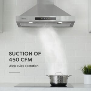 CIARRA Wall Mount Range Hood 30 inch 760m3/h Ducted Convertible Ductless Range Hood Vent in Stainless Steel CAS75308