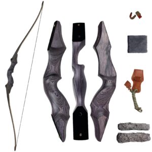 sinoart 60" takedown longbow archery wooden archery bow included fur rest pad stringer tool tab string nocks right and left hand for hunting or target(35lbs, right hand)