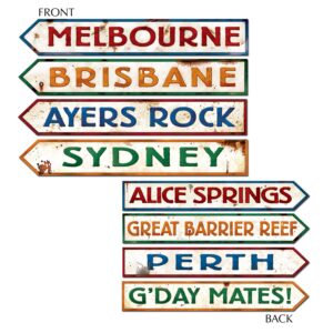 Australia Wall Decorations 4 Outback Street Signs 4 Australian Road Signs - Accents for a Unique Aussie Vibe Featuring Boomerang Kangeroo Koalas Sydney Melbourne