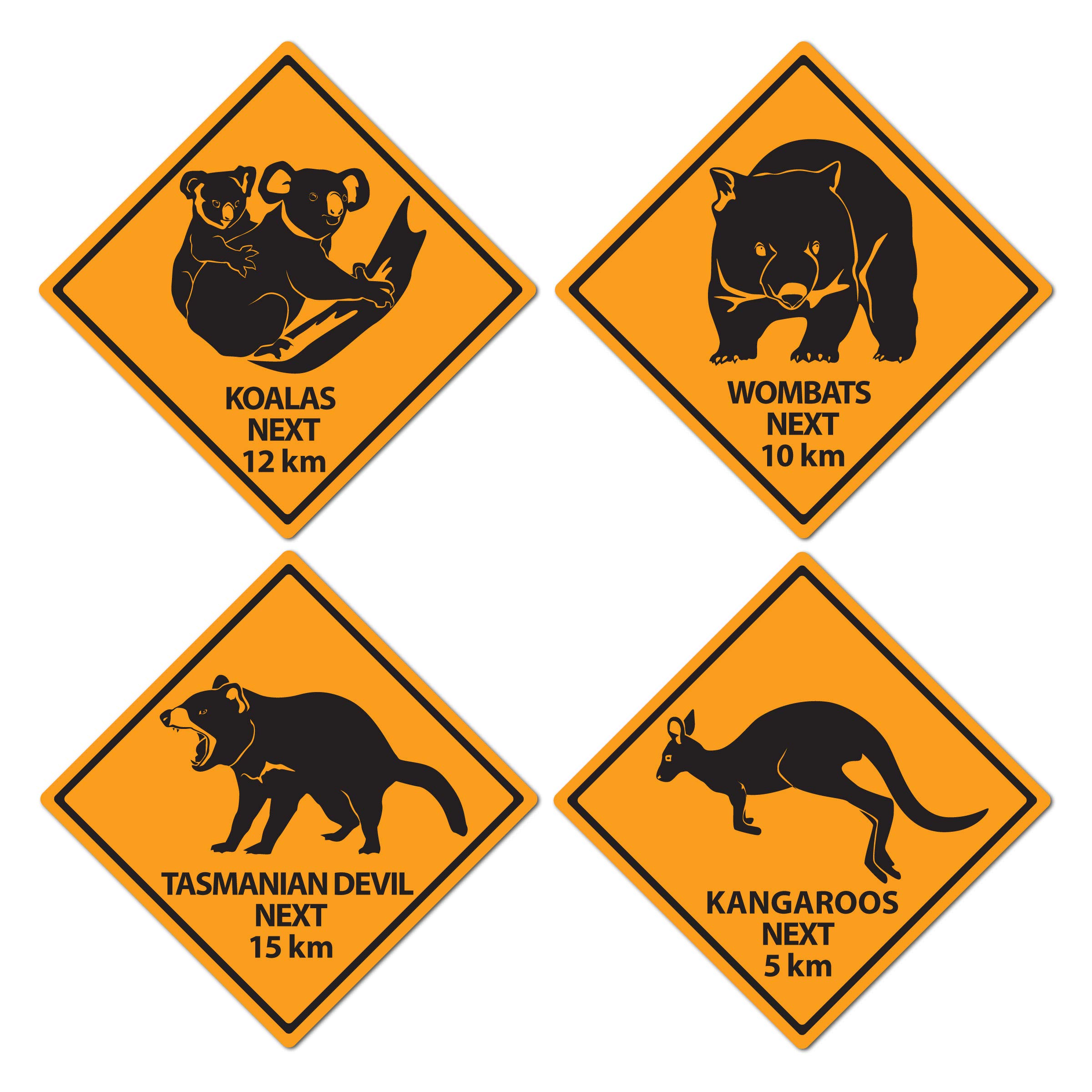 Australia Wall Decorations 4 Outback Street Signs 4 Australian Road Signs - Accents for a Unique Aussie Vibe Featuring Boomerang Kangeroo Koalas Sydney Melbourne