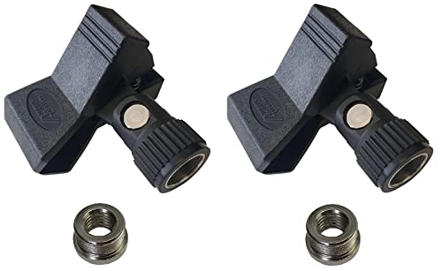 Audio 2000s MC417N2 Universal Microphone Clip Holder with Adapter (2 Pack)