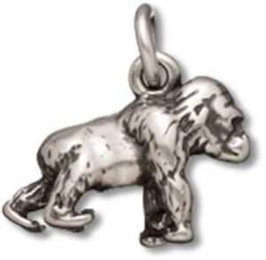 sterling silver 3d blackback or silverback gorilla great ape charm on all fours